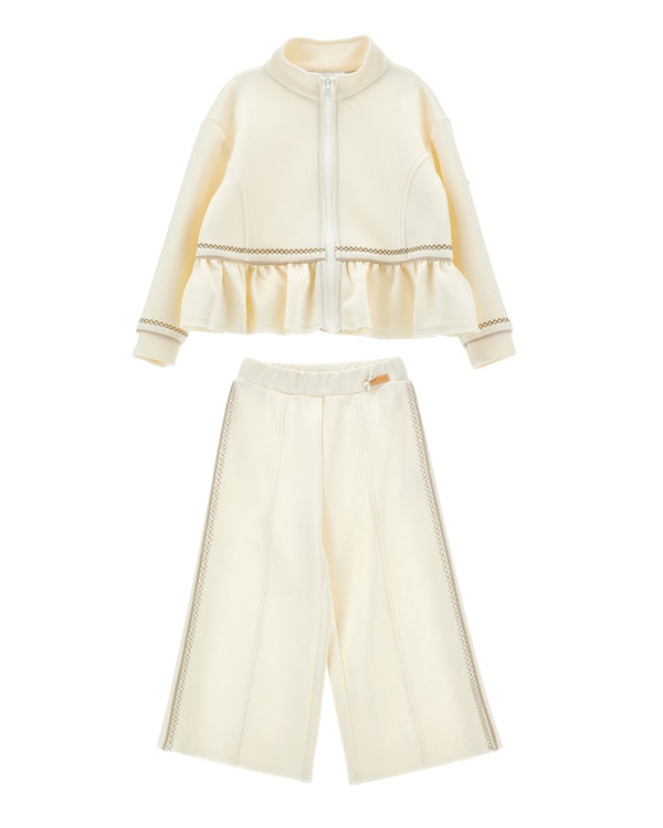 Monnalisa Kids Girls Ivory Neoprene Tracksuit