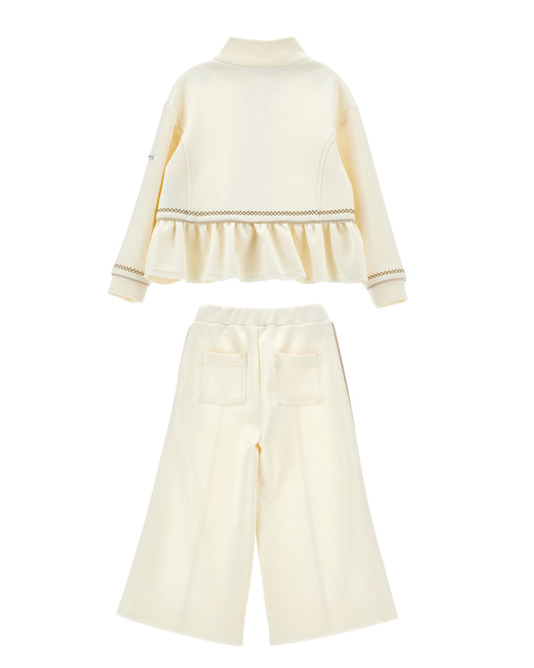 Monnalisa Kids Girls Ivory Neoprene Tracksuit