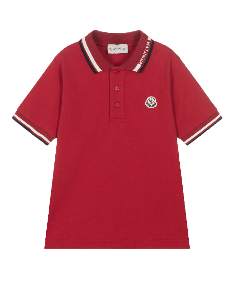 MONCLER ENFANT Teen Boys Red Cotton Pique Polo Shirt